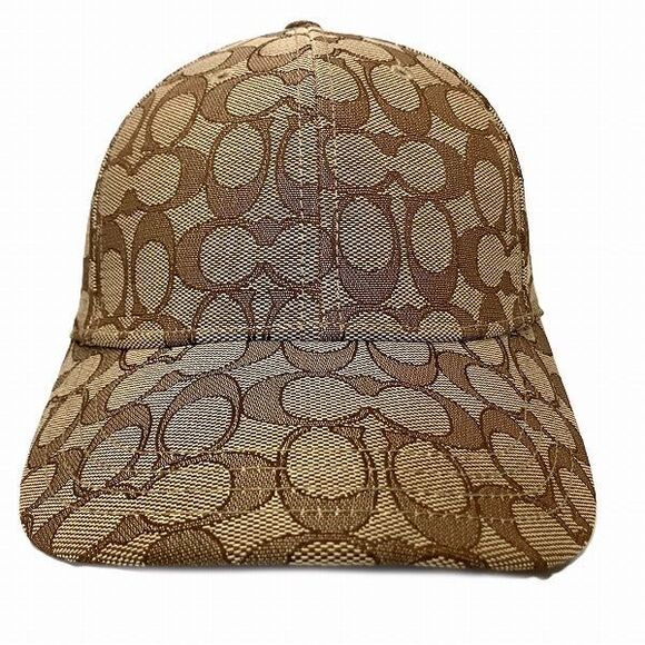 Coach | Accessories | Coach Signature Cotton Leather Baseball Cap ...